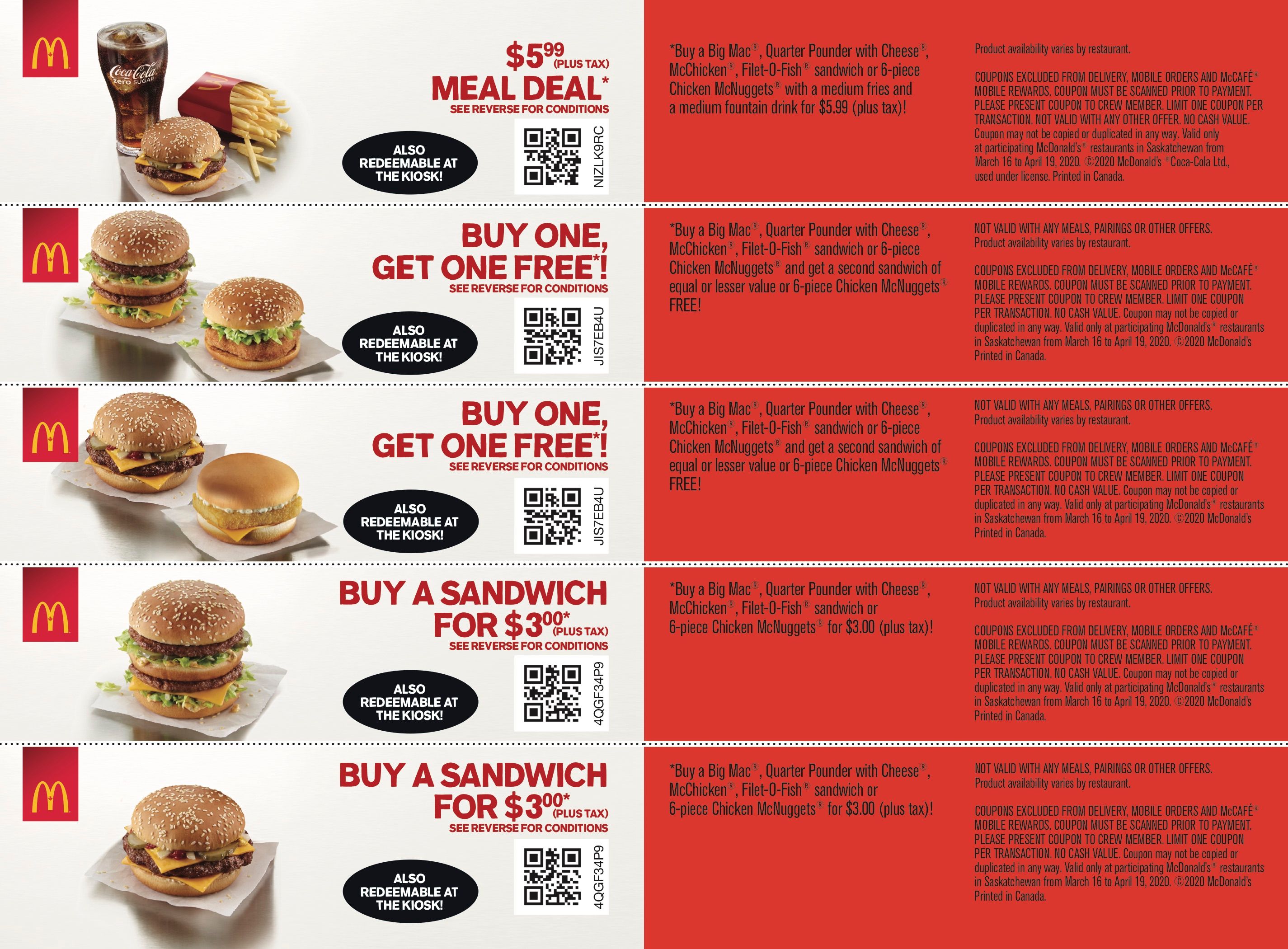 McDonald s Canada Coupons SK March 16 To April 19 McDonald s Canada Coupons SK March 16 To April 19